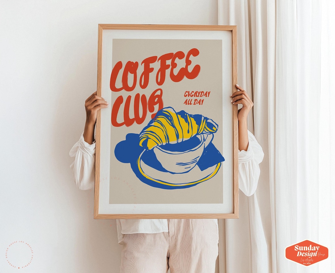 Coffee Club Print, Kitchen Dining Room Decor, Coffee Club Wall Art ...