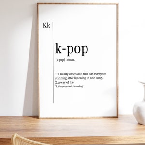 K-pop Sign, K-pop Wall Decor, K-pop Definition Print, K-pop Gift, K-pop ...