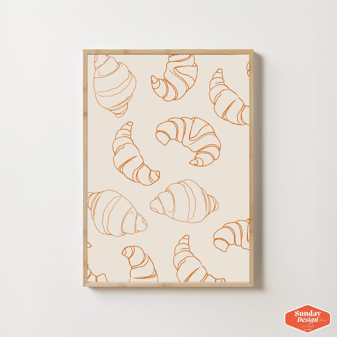 Croissant Poster, French Bakery Art, Parisian Kitchen Decor, Cafe Wall ...