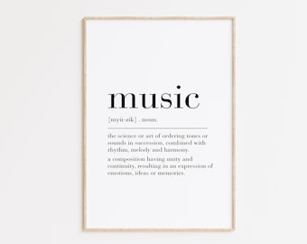Music Definition Print, Definition Poster, Music Wall Art, Music Print ...