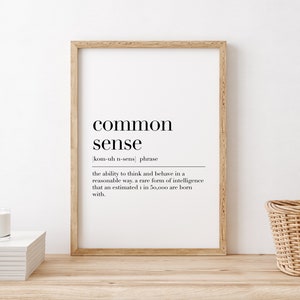 Common Sense Poster, Common Sense Definition Print, Funny Office Decor ...
