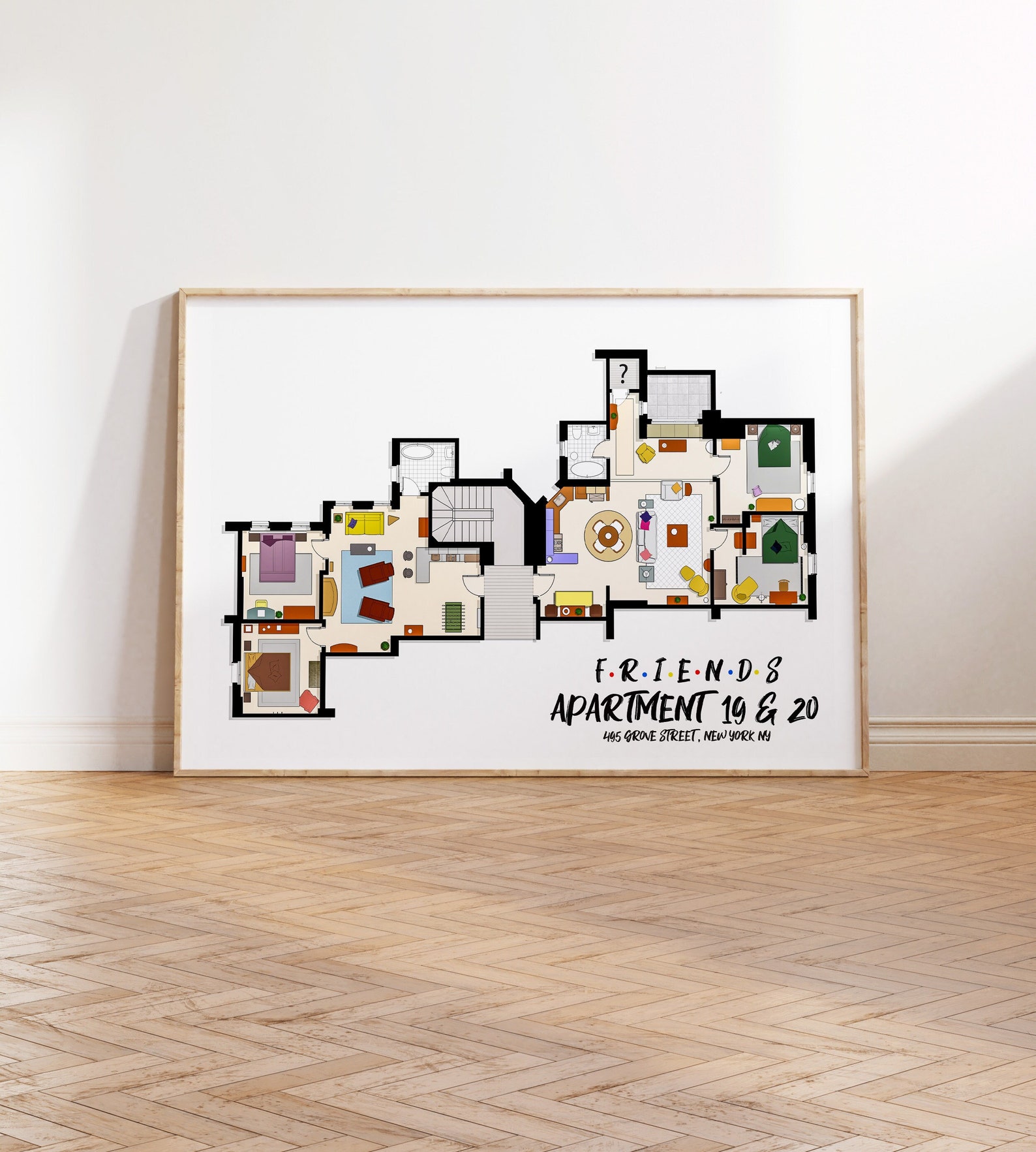 Friends TV Show Apartment Floor Plan-friends TV Show Layout - Etsy