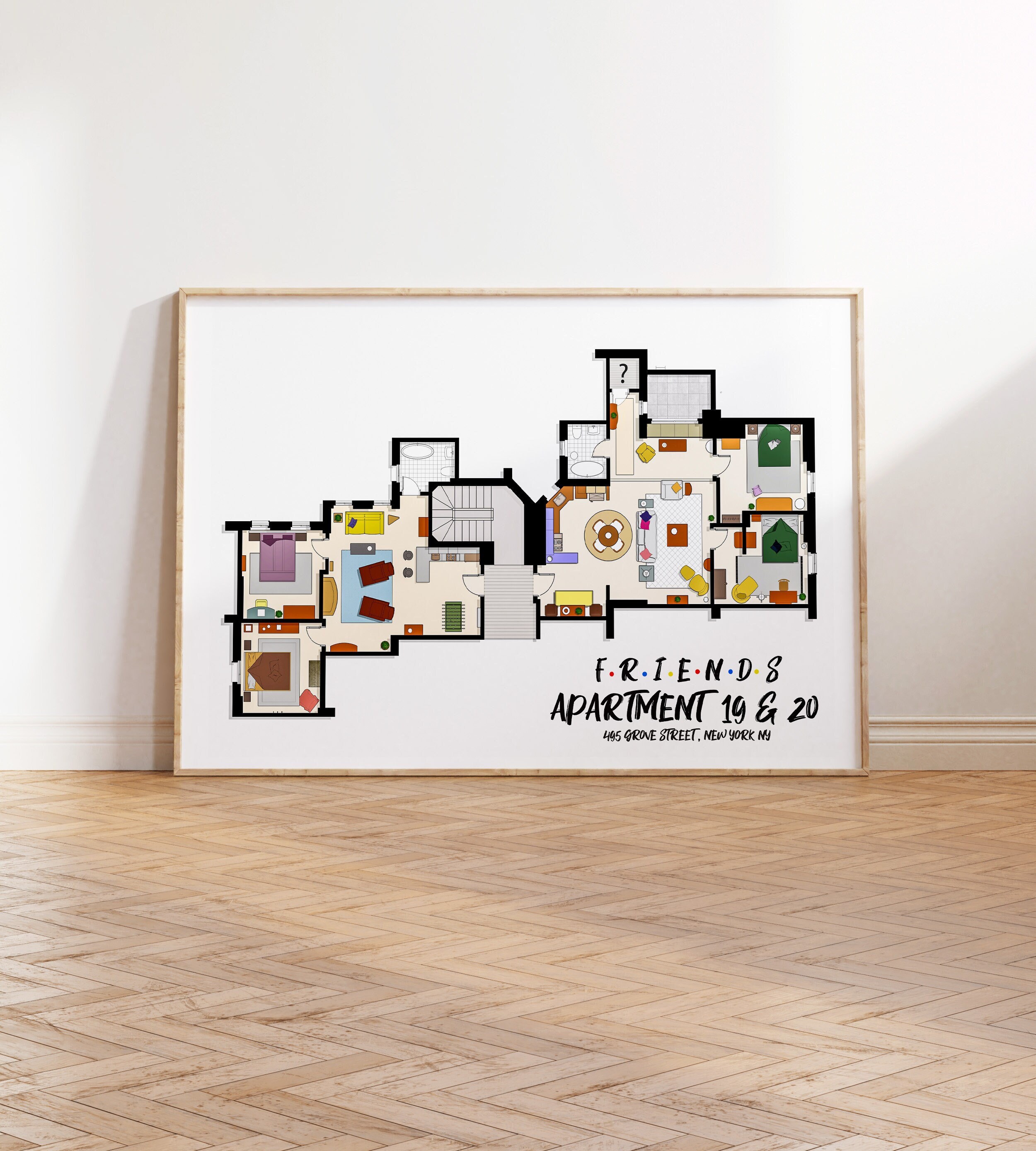 Friends TV Show Apartment Floor Plan-friends TV Show Layout - Etsy ...