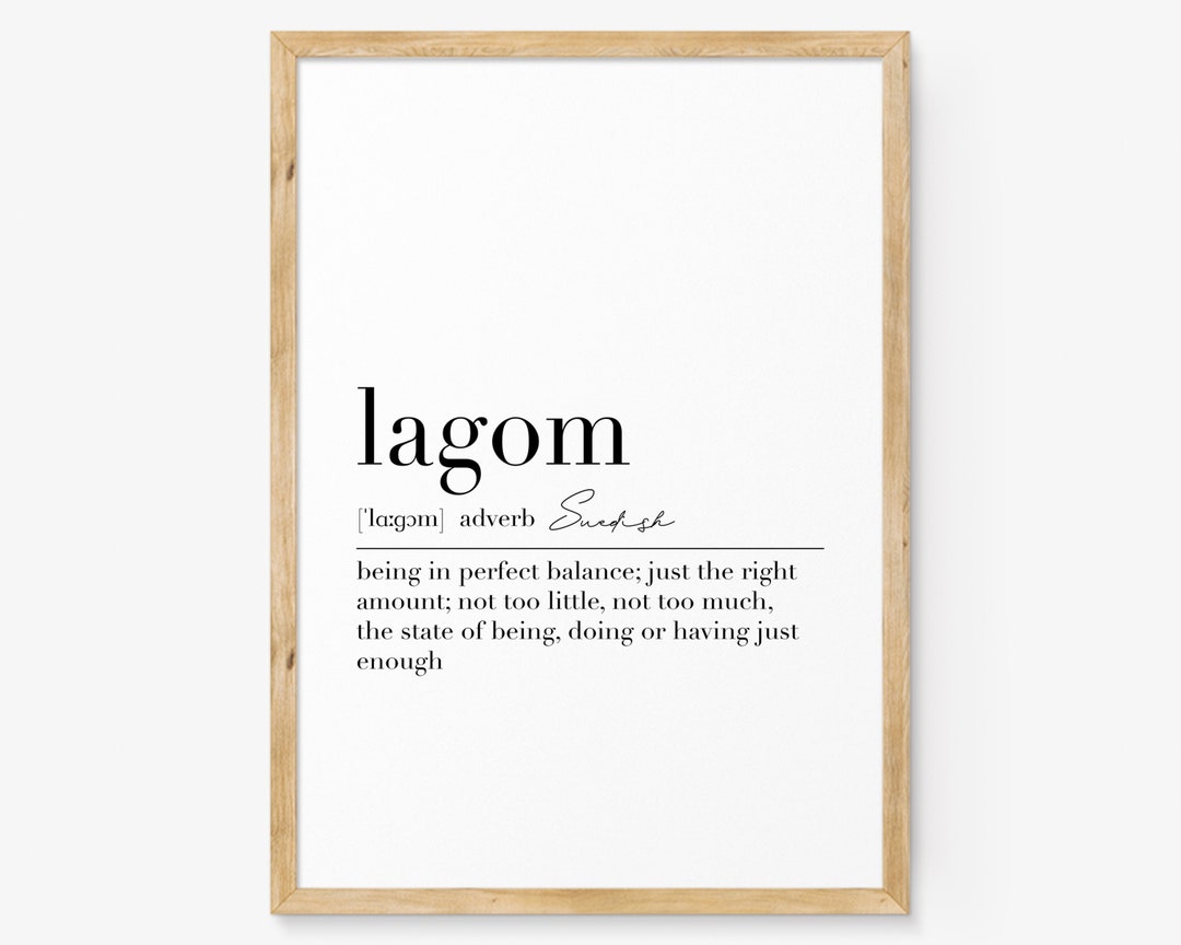 Lagom Definition Print, Lagom Poster, Lagom Wall Art, Scandinavian ...
