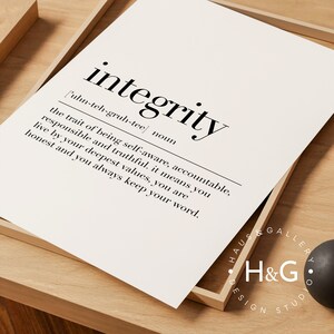 Integrity Definition Print, Integrity, Integrity Quote Poster, Office ...