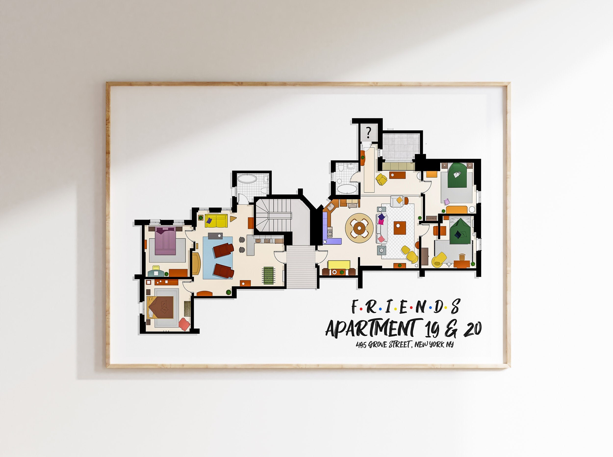 Friends TV Show Apartment Floor Plan-friends TV Show Layout - Etsy ...