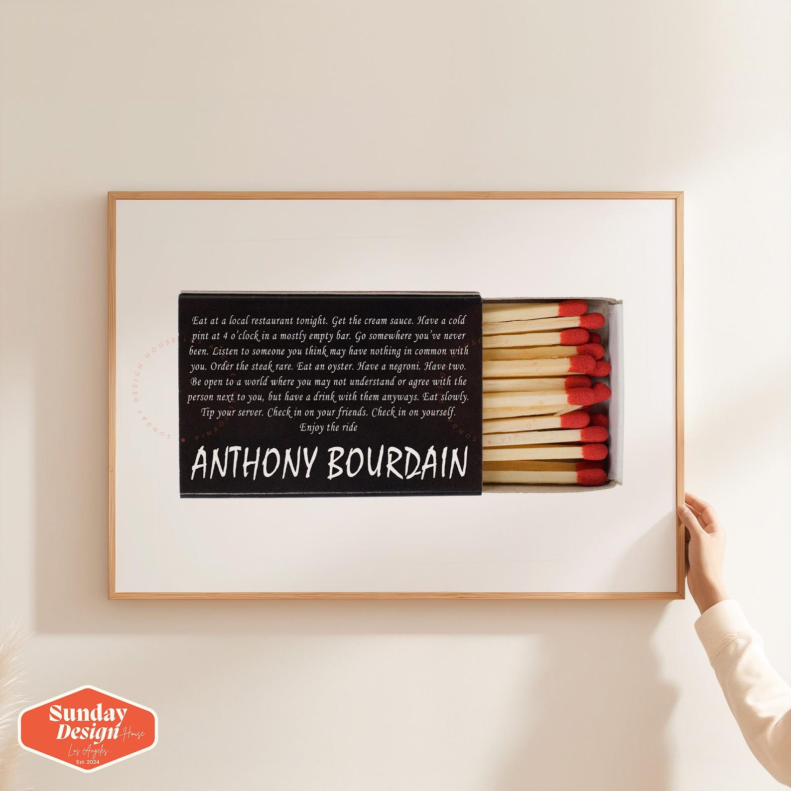 Anthony Bourdain Matchbox Quote Print, Eat at a Local Restaurant ...