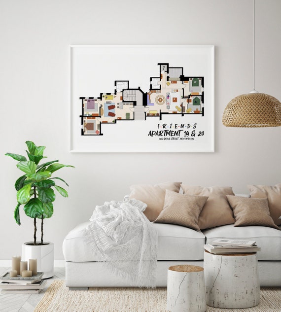 Friends TV Show Apartment Floor Plan-friends TV Show Layout | Etsy
