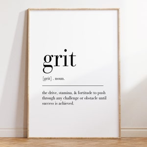 Grit Definition Print, Grit, Grit Quote, Grit Sign, Office Art Print ...