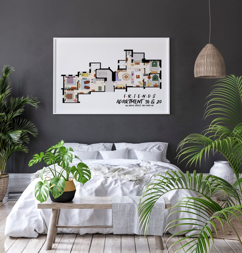 Friends TV Show Apartment Floor Plan-friends TV Show Layout - Etsy