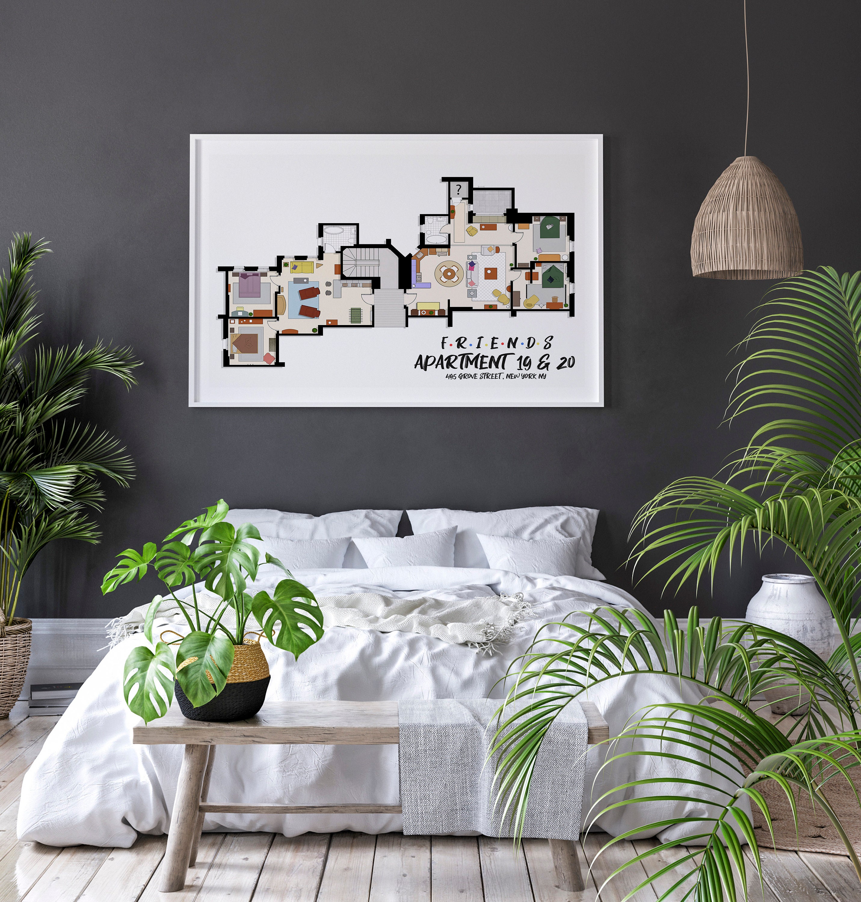 Friends TV Show Apartment Floor Plan-friends TV Show Layout - Etsy