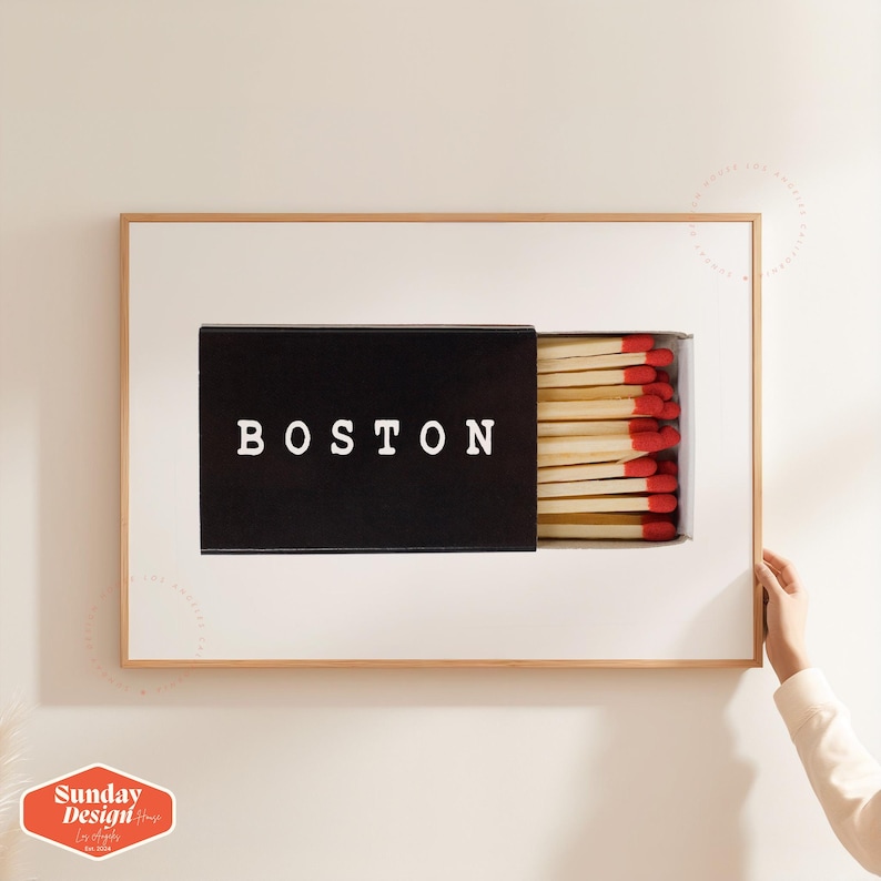 Boston City Matchbox Print, Boston Poster, Modern Wall Decor, City ...