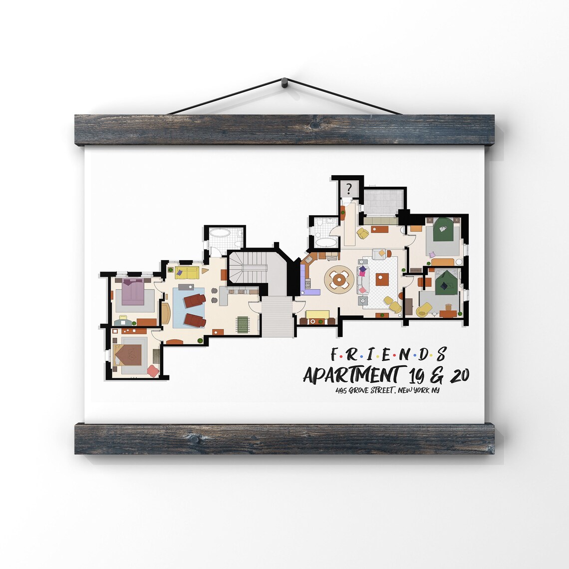 Friends TV Show Apartment Floor Plan-friends TV Show Layout - Etsy