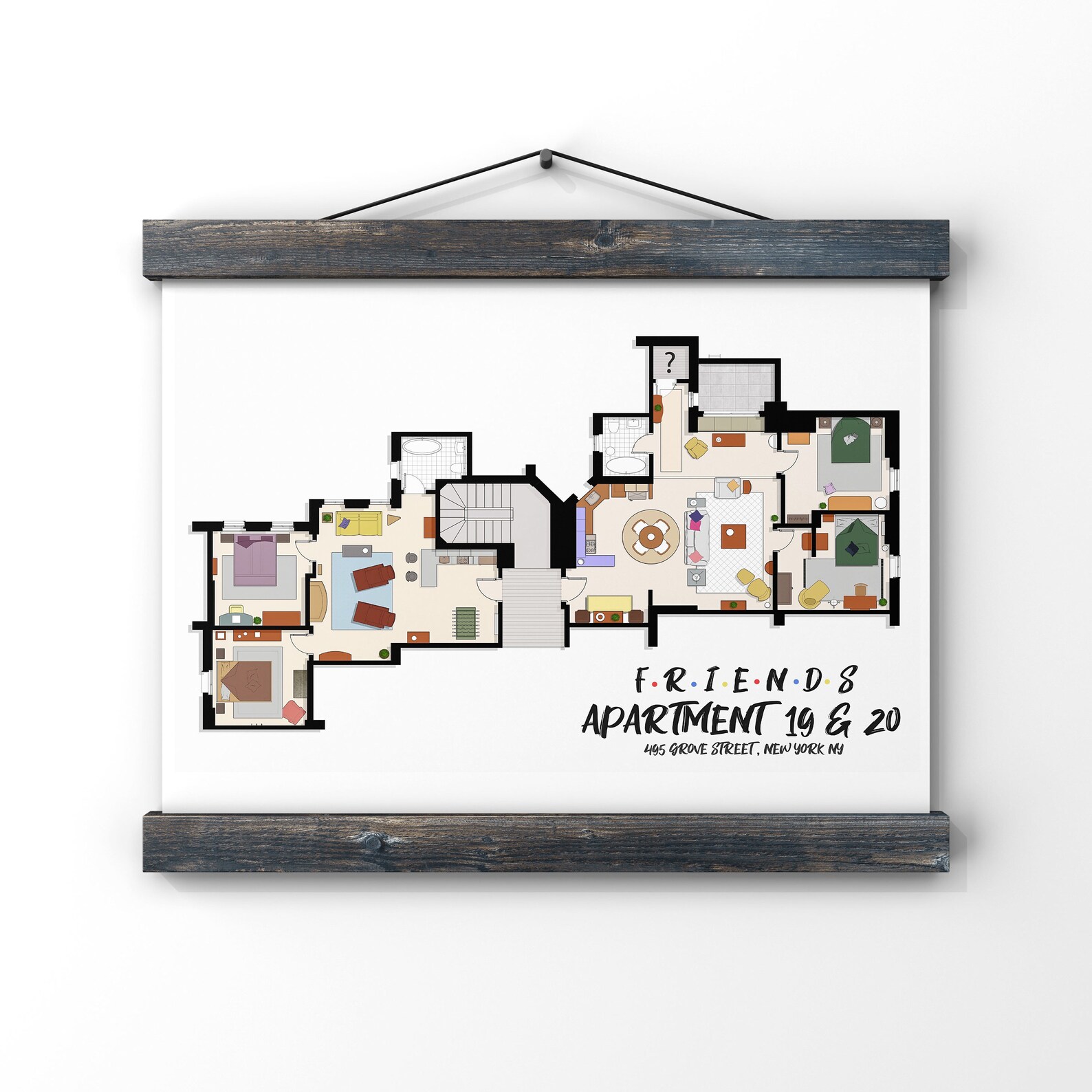 Friends TV Show Apartment Floor Plan-friends TV Show Layout - Etsy