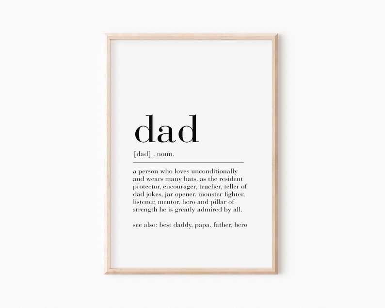 Dad Definition Print Dad Gifts Dad Definition Poster - Etsy