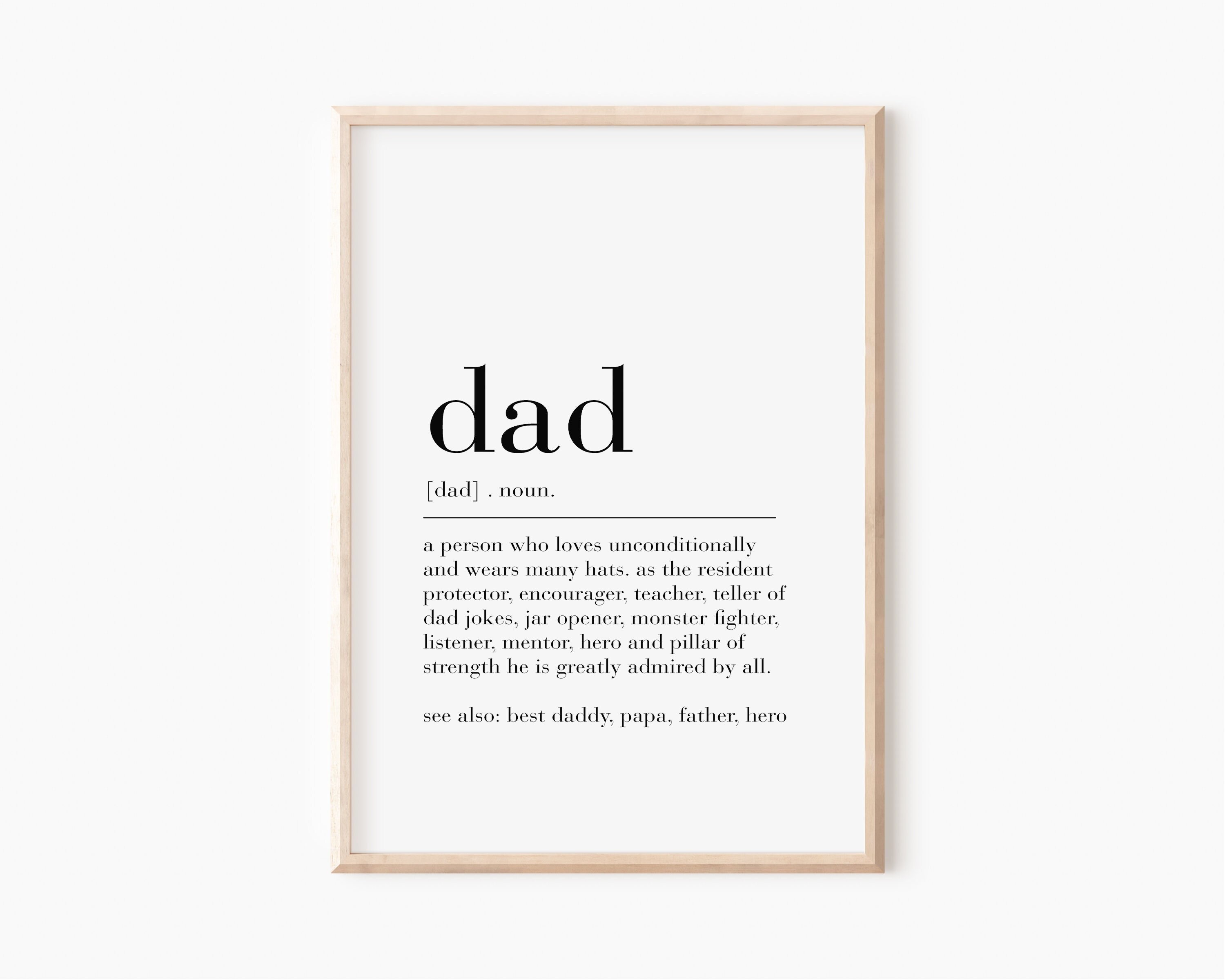Dad Definition Print Dad Gifts Dad Definition Poster - Etsy