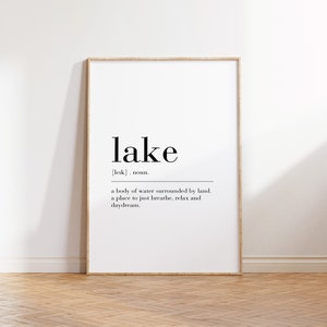 Lake Definition Print, Lake Print, Lake Poster, Definition Poster, Lake ...
