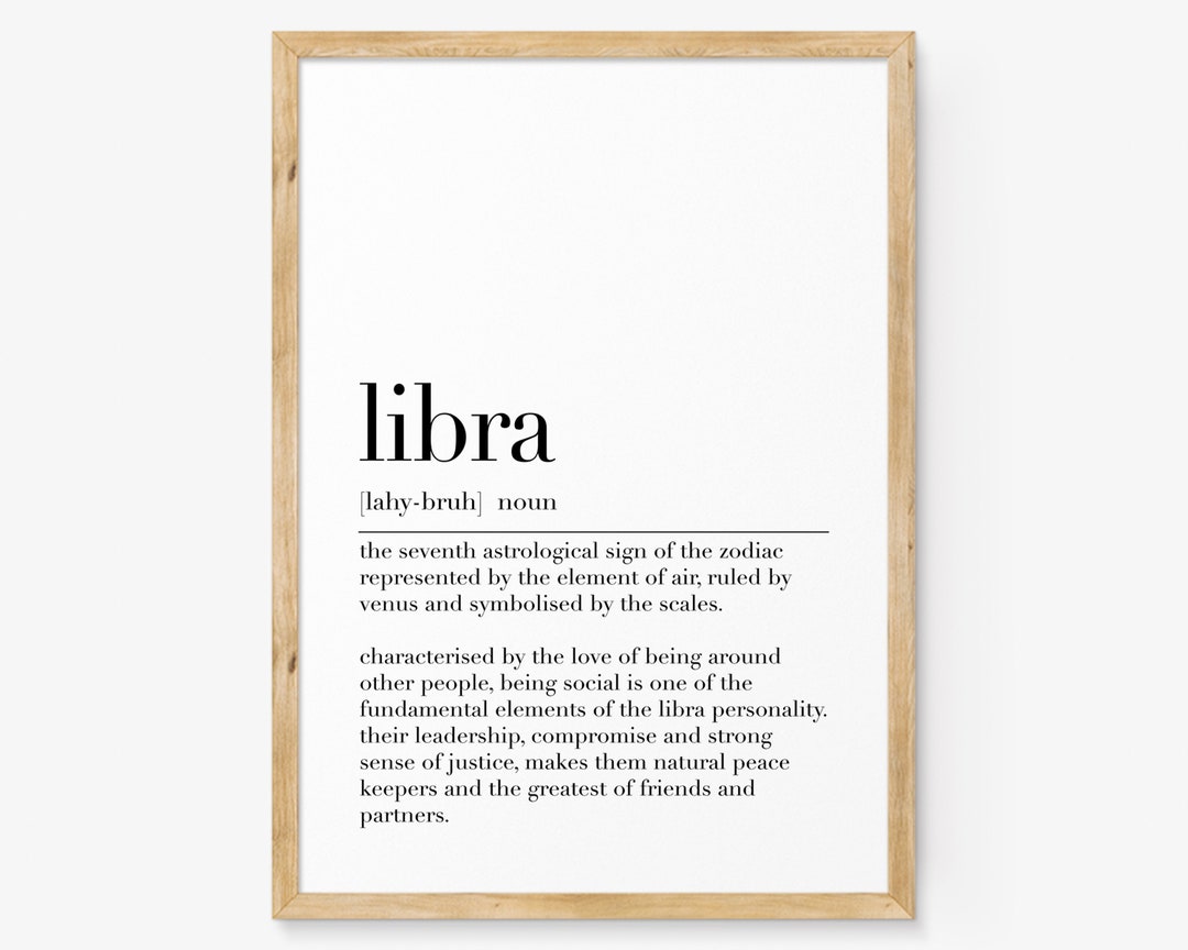 Libra Definition Print, Libra Quote Wall Art, Libra Zodiac Poster ...