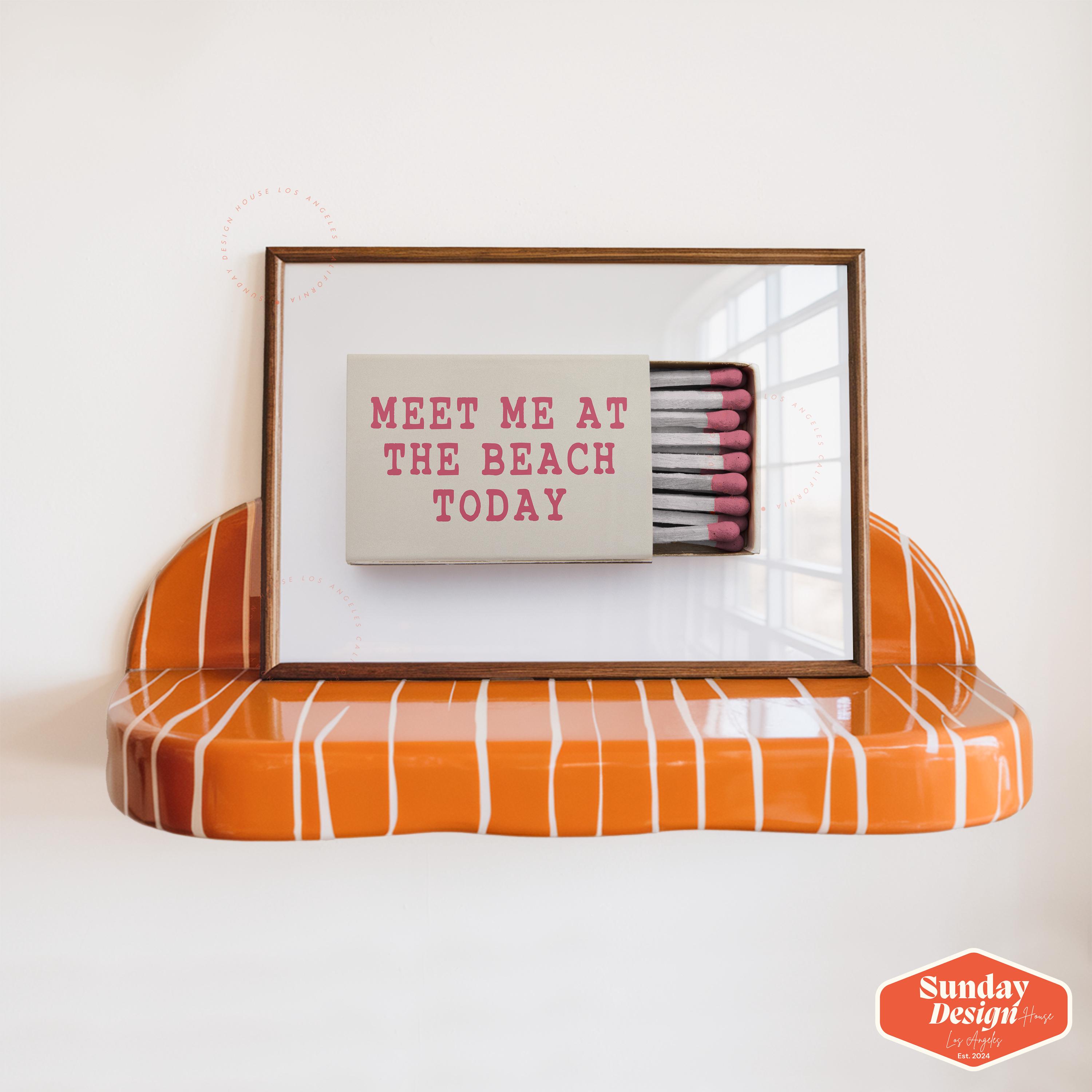 Meet Me at the Beach Matchbox Print, Coastal Matchbox Typography Poster ...