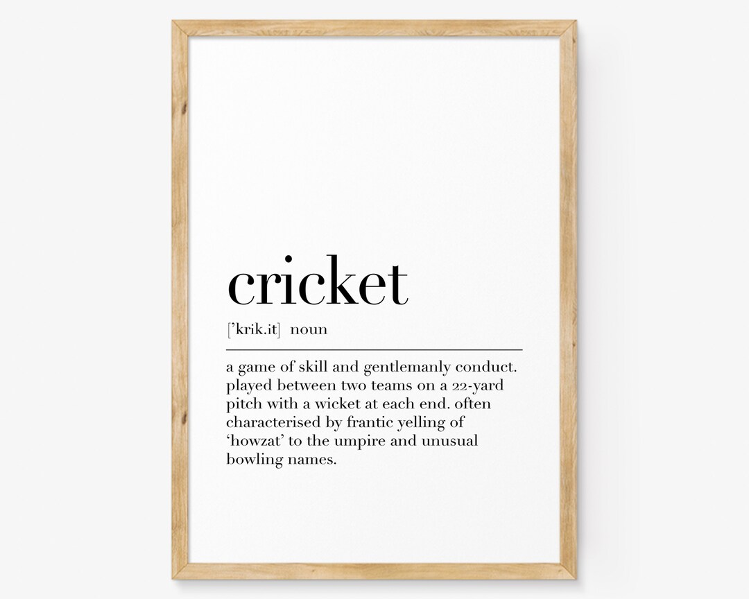 Cricket, Cricket Definition Poster, Quote Wall Art, Cricket Wall Decor ...
