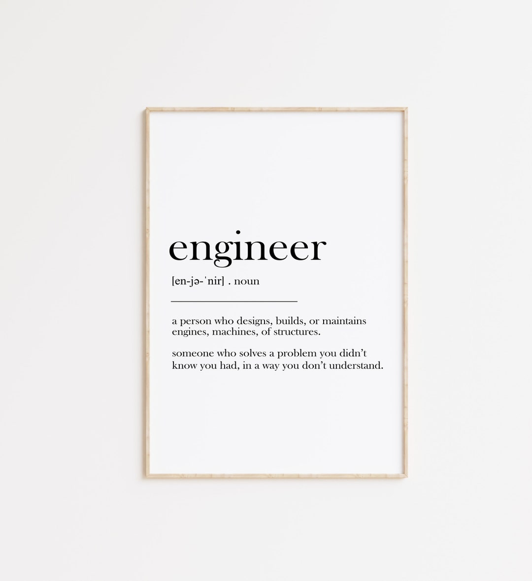 Engineer Definition Print, Engineer Poster, Definition Print, Gift for ...