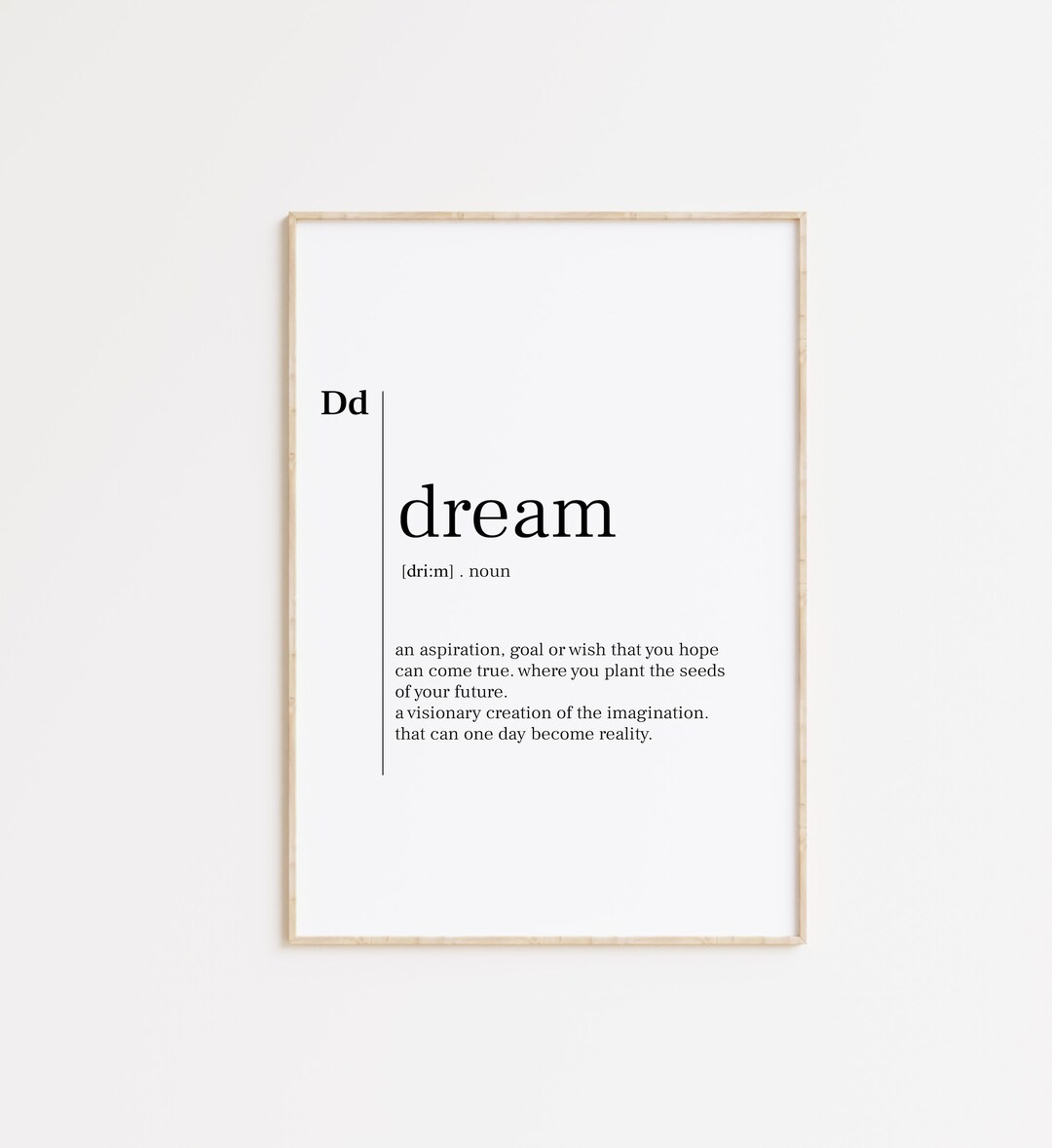 Dream Definition, Dream Definition Print, Wall Art Print, Dictionary ...