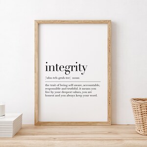 Integrity Definition Print, Integrity, Integrity Quote Poster, Office ...