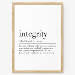 Integrity Definition Print, Integrity, Integrity Quote Poster, Office ...