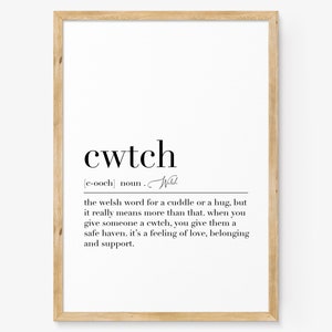 Cwtch Definition Print, Cwtch Poster, Welsh Wall Art, Welsh Print ...
