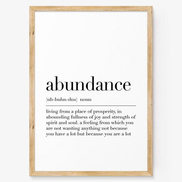 Abundance Definition Poster - Etsy
