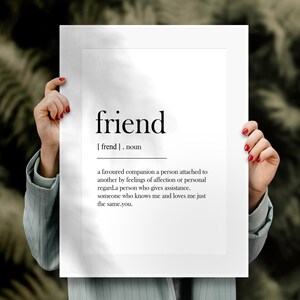 Friend Definition, Definition Print, Friend Definition Poster, Friend ...