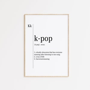 K-pop Sign K-pop Wall Decor K-pop Definition Print K-pop - Etsy
