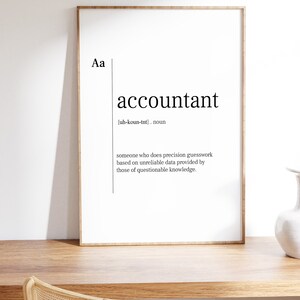 Accountant Definition Print,definition Poster,funny Wall Art Print ...