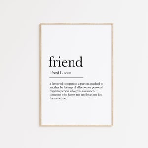 Friend Definition, Definition Print, Friend Definition Poster, Friend ...