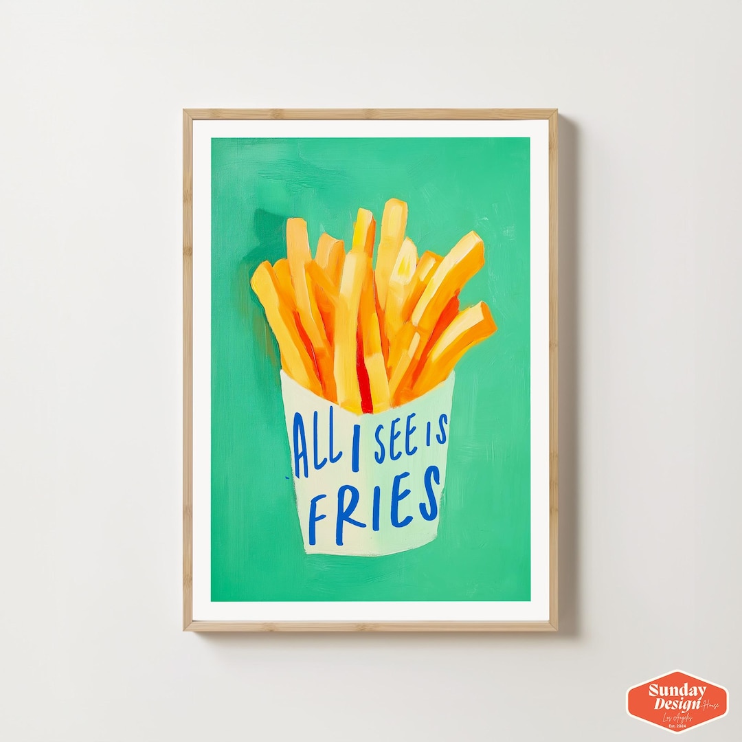 French Fries Poster, Fast Food Print, French Fries Wall Art Print ...