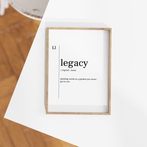 Legacy Poster, Legacy, Legacy Definition Print, Legacy Print, Gift for ...