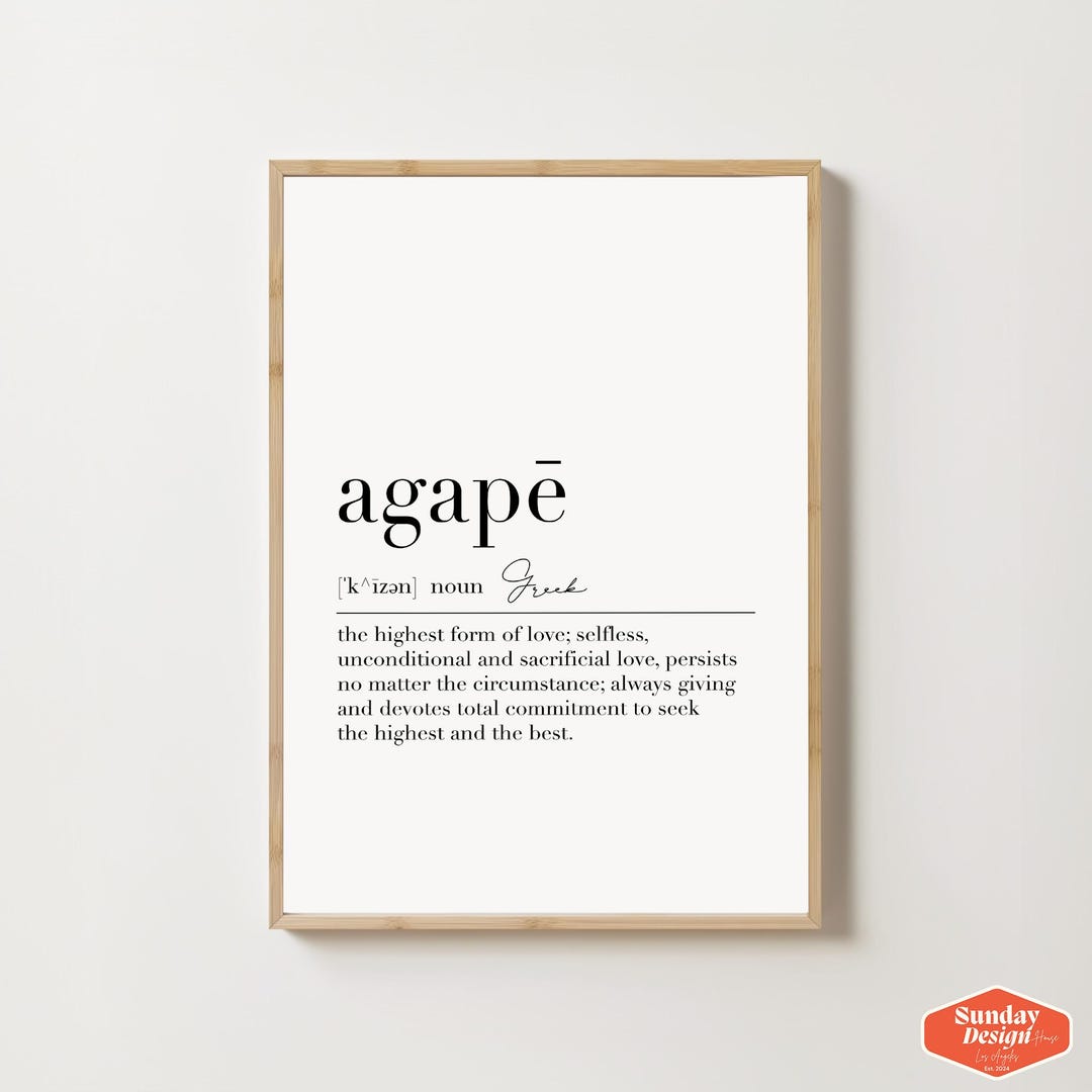 Agape Definition Poster, Greek Definition Print, Nordic Print ...