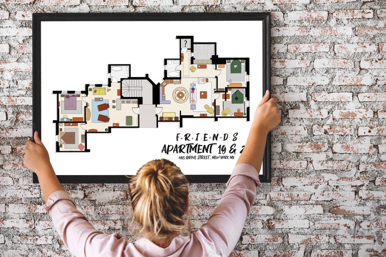 Friends TV Show Apartment Floor Plan-friends TV Show Layout - Etsy
