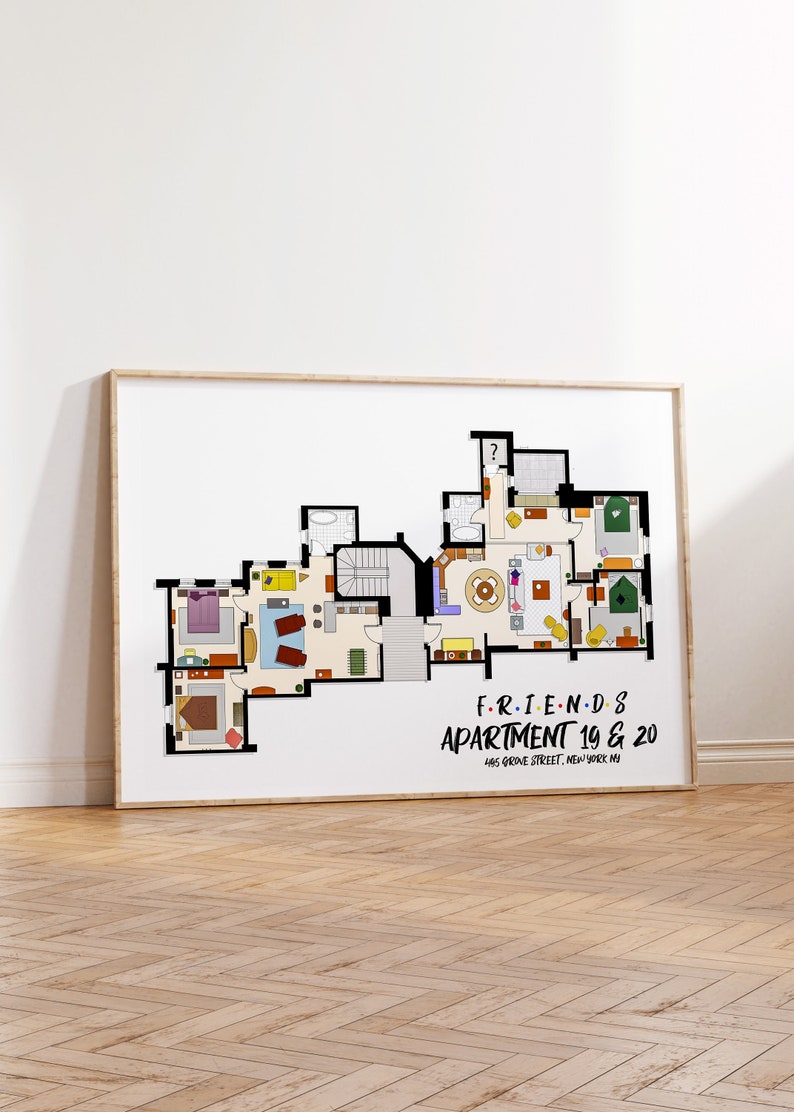 Friends TV Show Apartment Floor Plan-friends TV Show Layout - Etsy