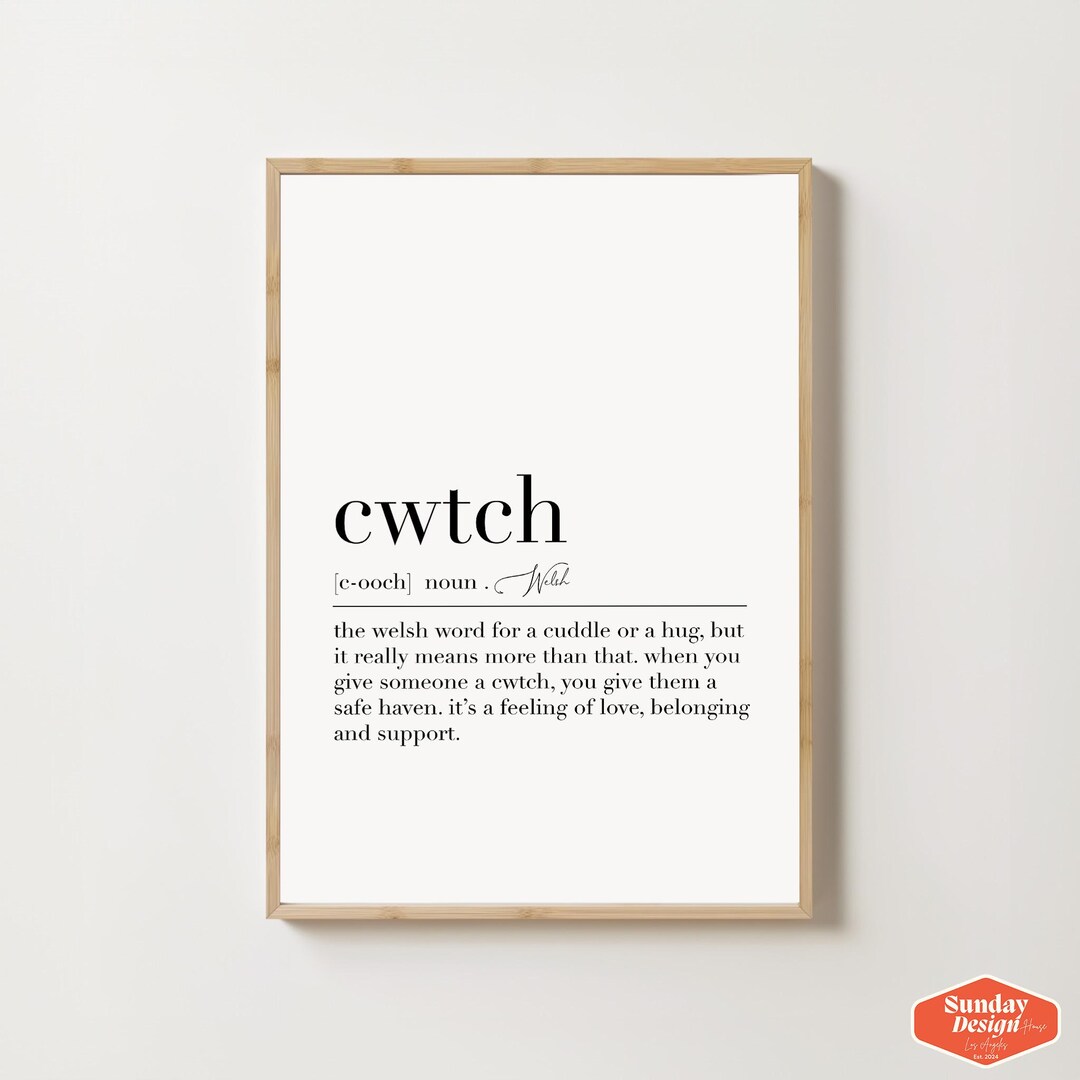 Cwtch Definition Print, Cwtch Poster, Welsh Wall Art, Welsh Print ...