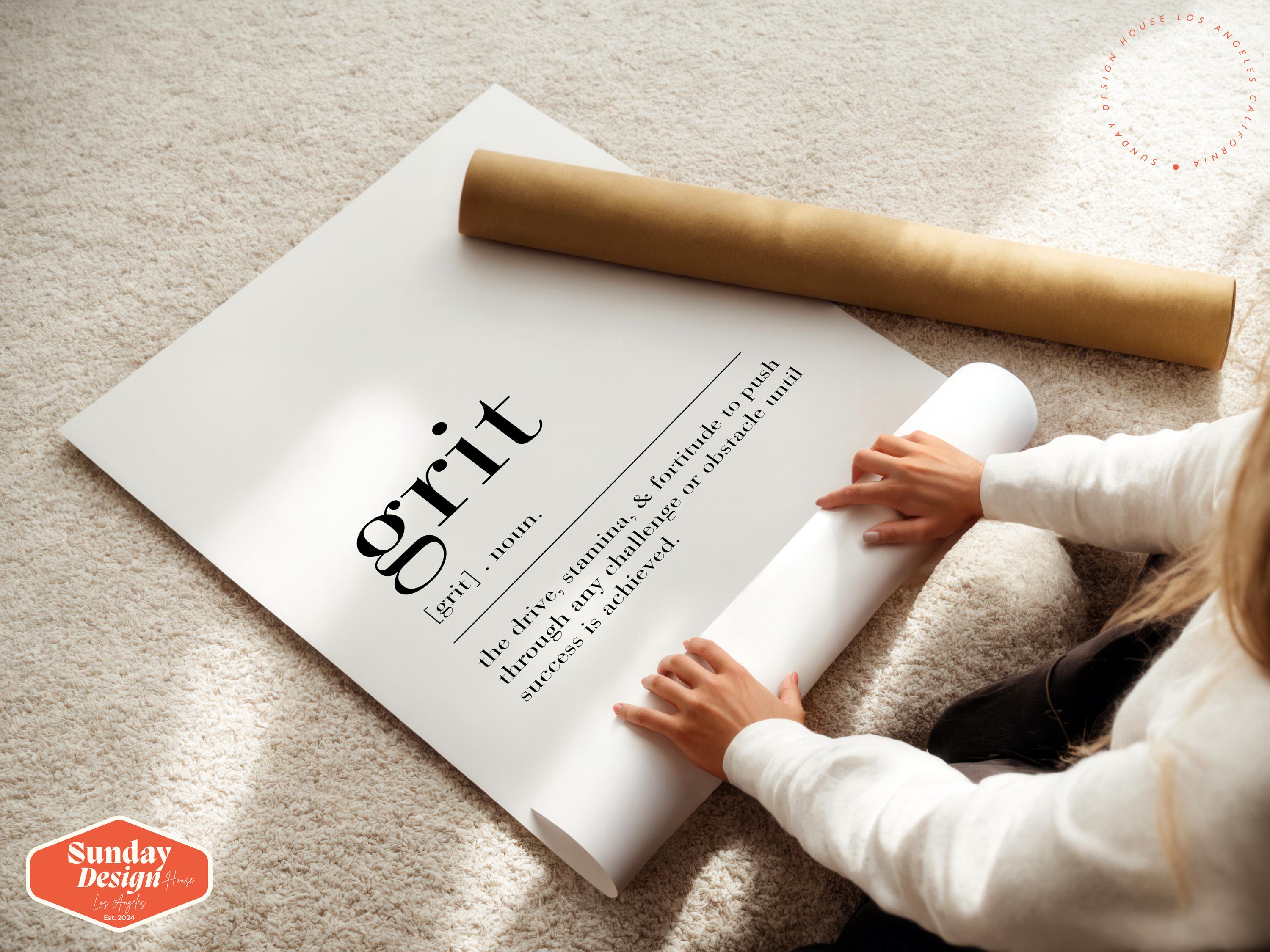 Grit Definition Print, Grit, Grit Quote, Grit Sign, Office Art Print ...