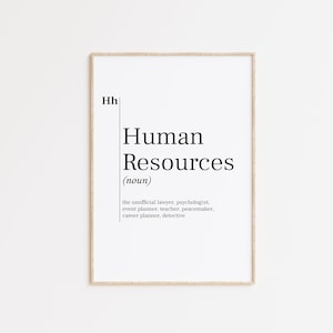 Human Resources Definition Print, Definition Poster, Human Resources ...