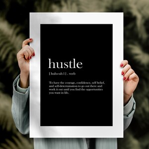 Hustle Poster Definition Wall Art Quote Print Motivational - Etsy