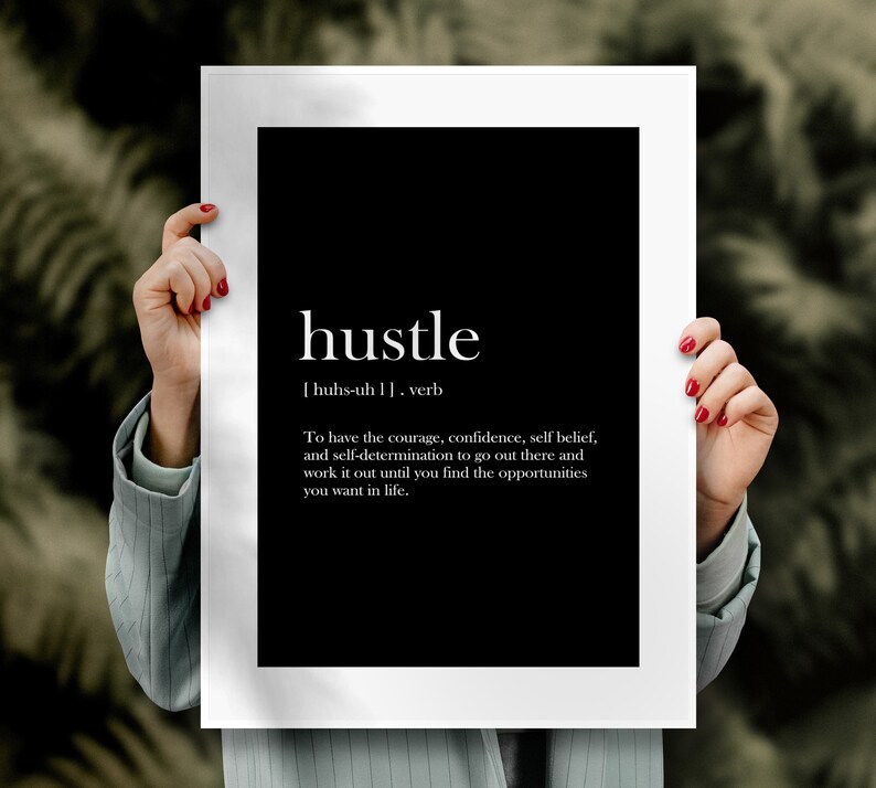 Hustle Poster Definition Wall Art Quote Print Motivational - Etsy