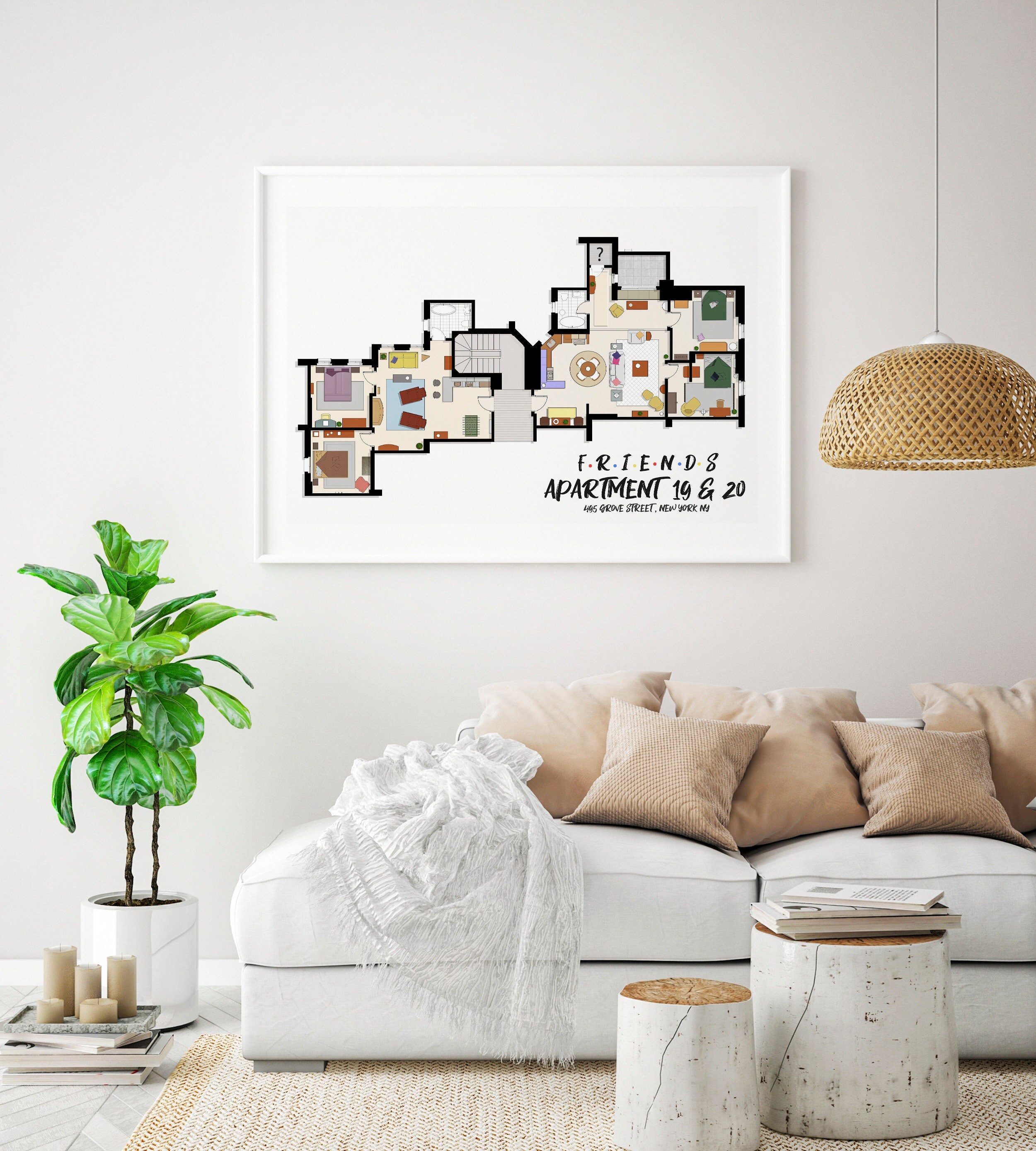 Friends TV Show Apartment Floor Plan-friends TV Show Layout - Etsy
