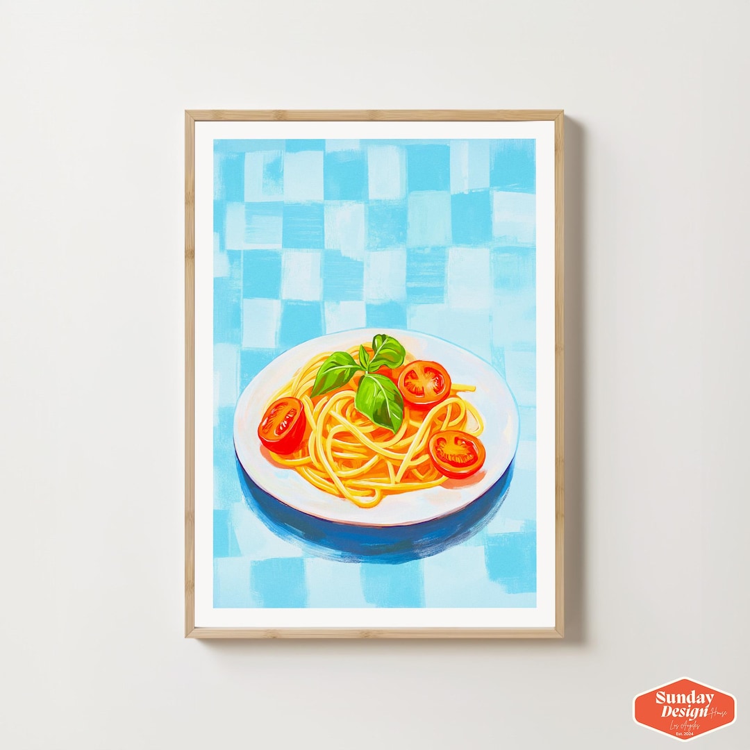 Pasta Art Poster, Italian Restaurant Art, Spaghetti Poster, Foodie Wall ...