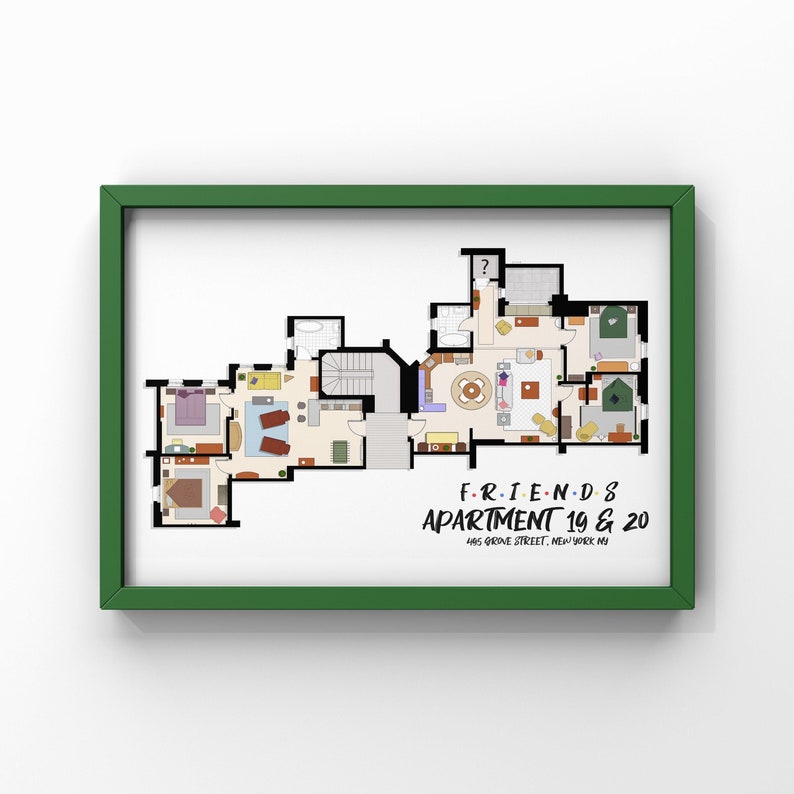 Friends TV Show Apartment Floor Plan-friends TV Show Layout - Etsy