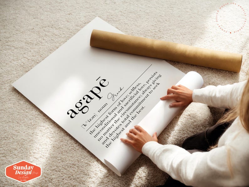Agape Definition Poster, Greek Definition Print, Nordic Print ...