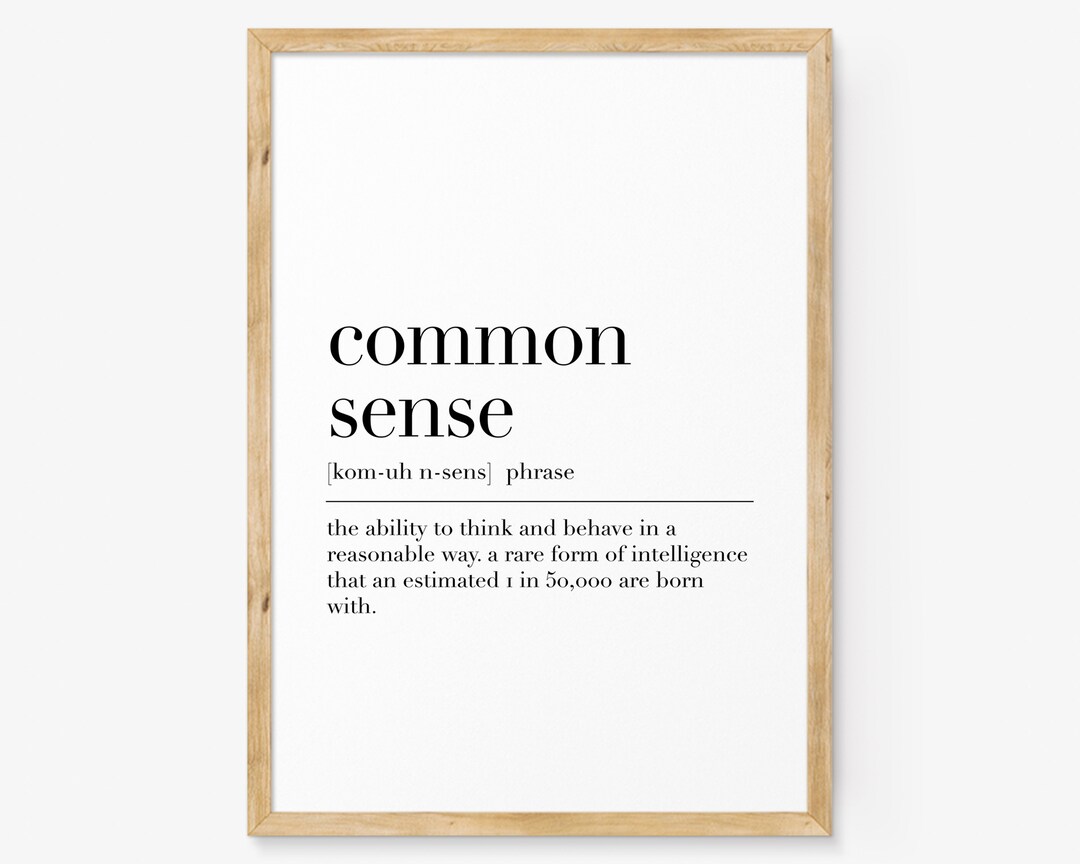 Common Sense Poster, Common Sense Definition Print, Funny Office Decor ...