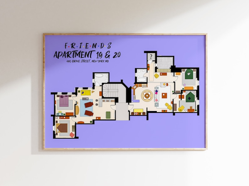 Friends TV Show Apartment Floor Plan-friends TV Show Layout - Etsy